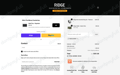 30% Off The Ridge Wallet Coupon Codes, Discount Codes